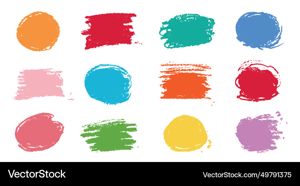 Chalk texture color stain set hand drawn chalk Vector Image
