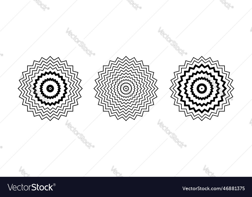 Circle zig zag lines patterns Royalty Free Vector Image