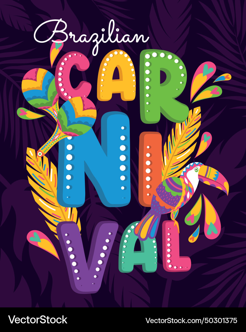 Colored brazilian carnival poster Royalty Free Vector Image