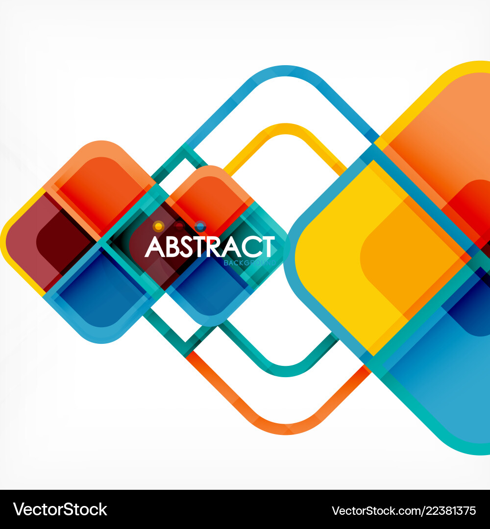 Colorful round squares modern geometric background