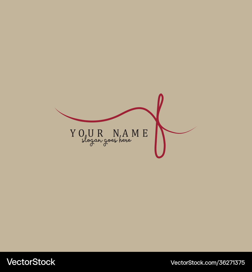 F letter signature logo - handwritten Royalty Free Vector
