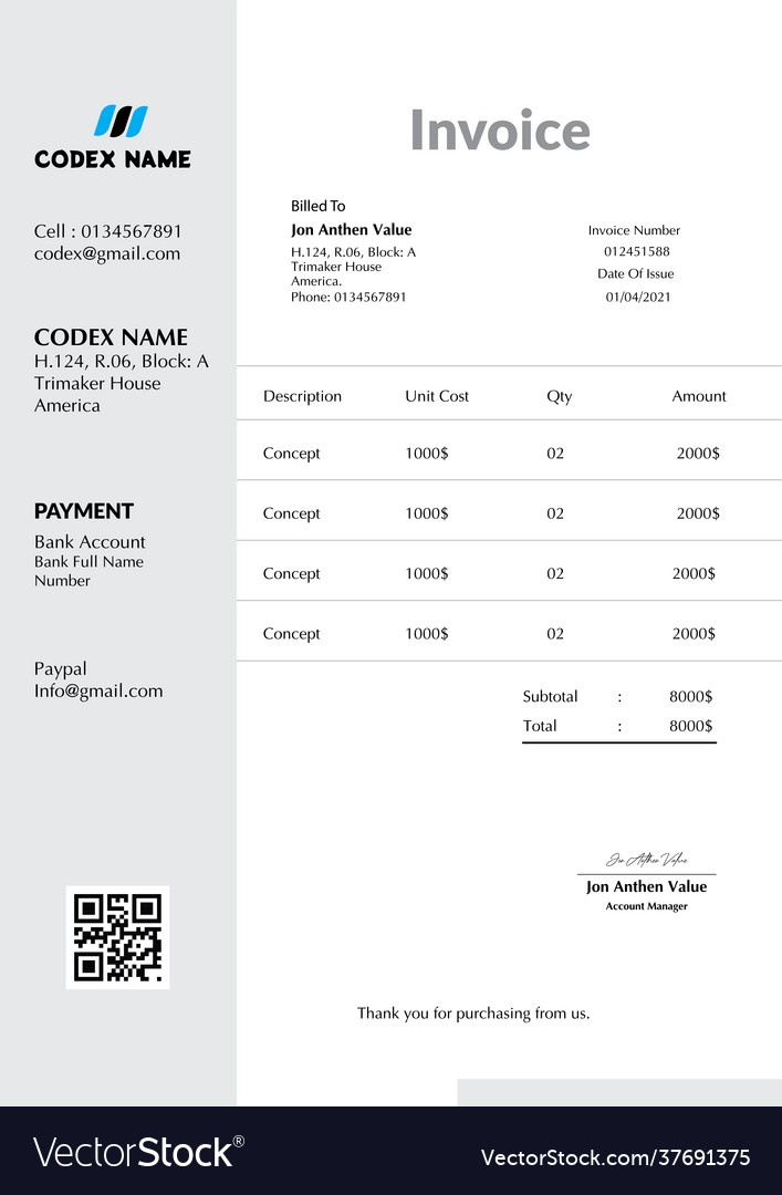 Invoice Royalty Free Vector Image - VectorStock