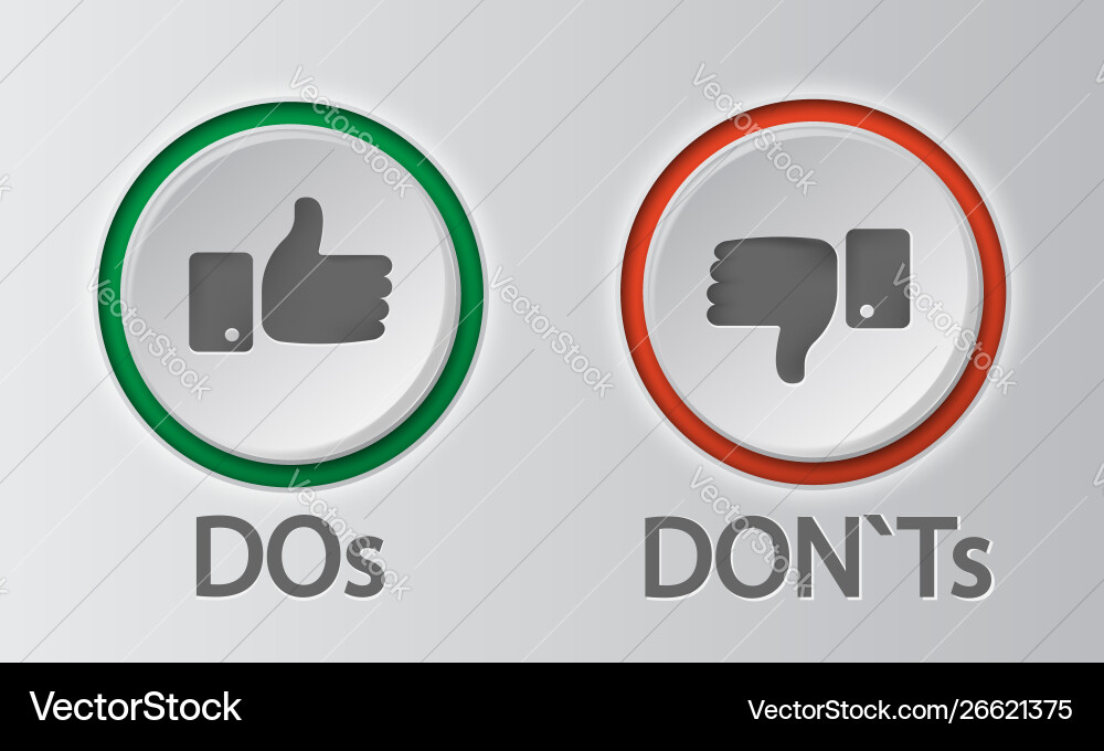 Like dislike icon do and dont or isolated Vector Image