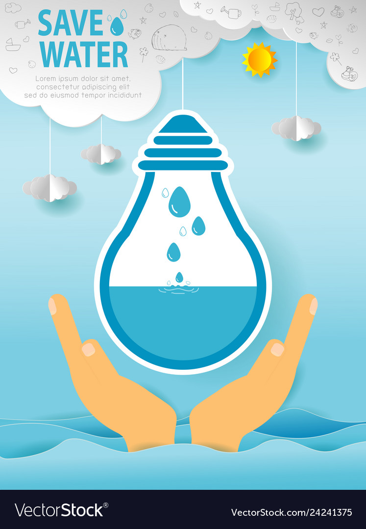 Paper art of world water day save concept Vector Image