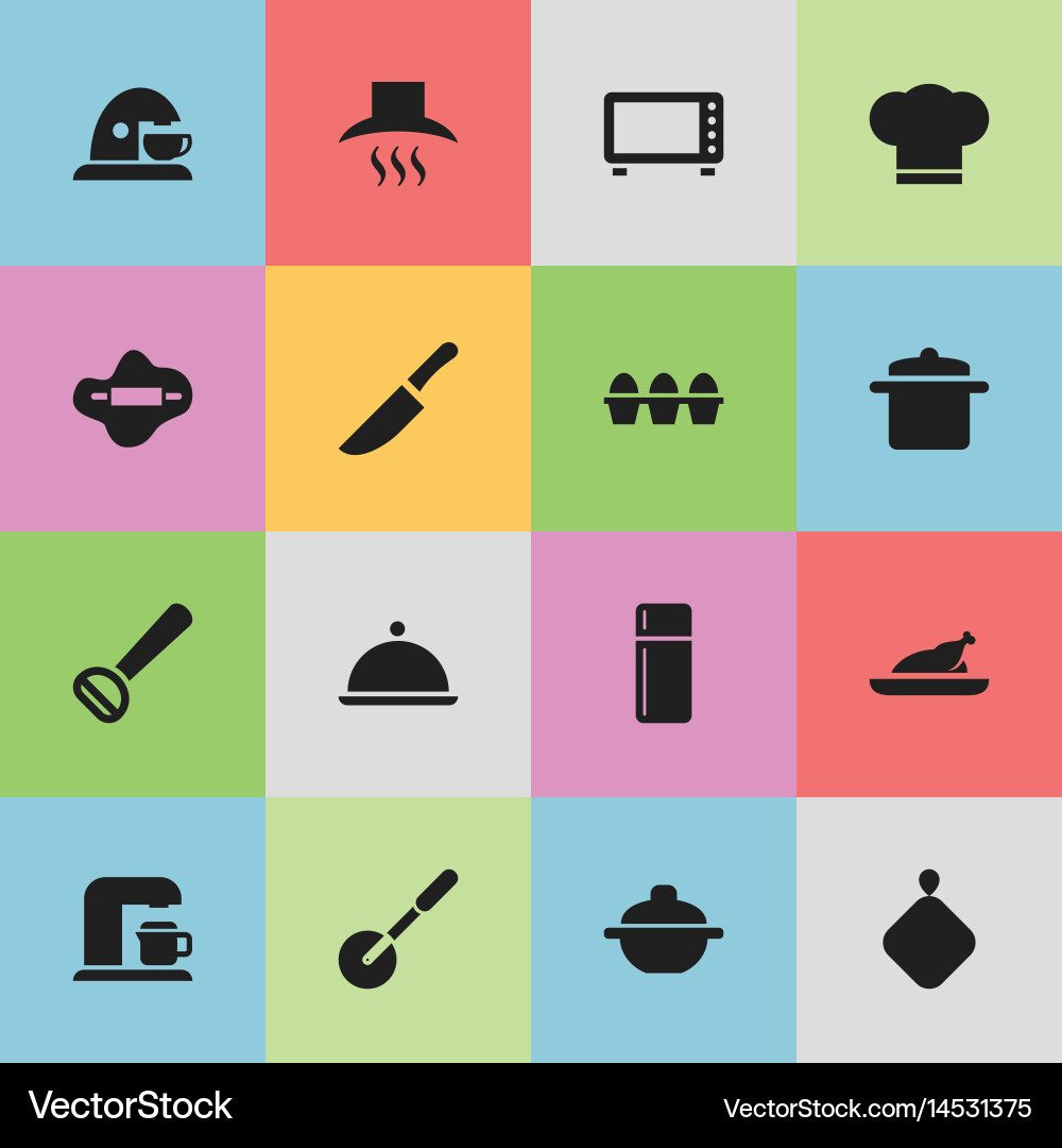 Set 16 editable meal icons includes symbols Vector Image