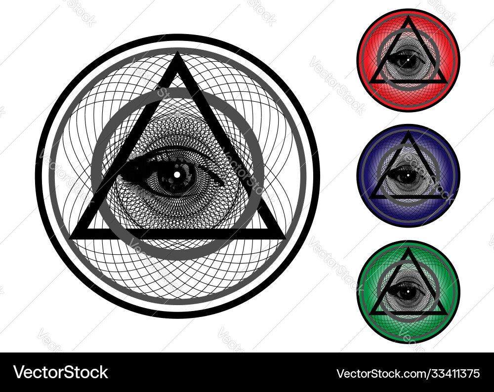 Set all seeing eye third eye colorful icons Vector Image