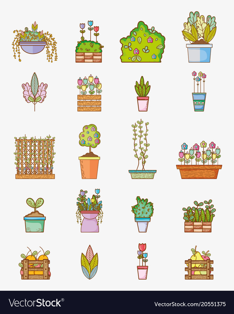 Set garden elements Royalty Free Vector Image - VectorStock