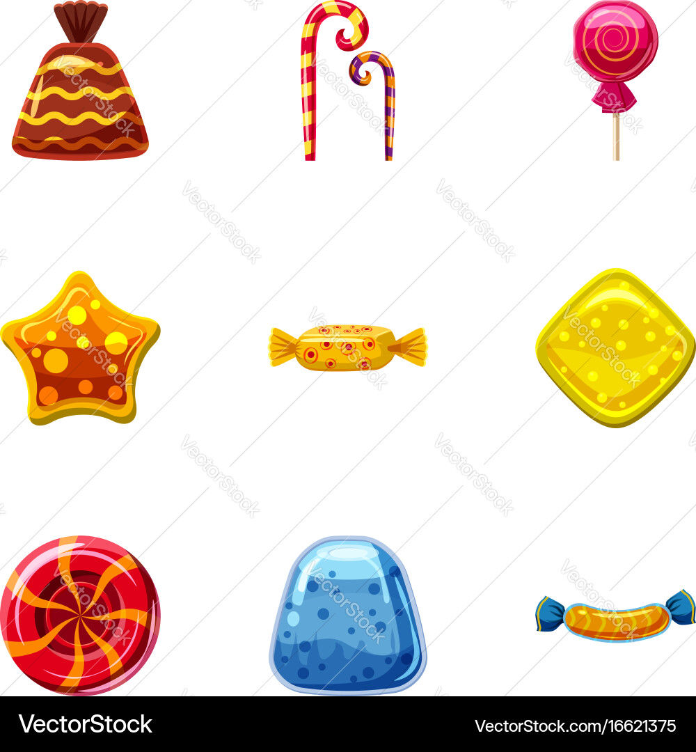 Sweets icons set cartoon style Royalty Free Vector Image