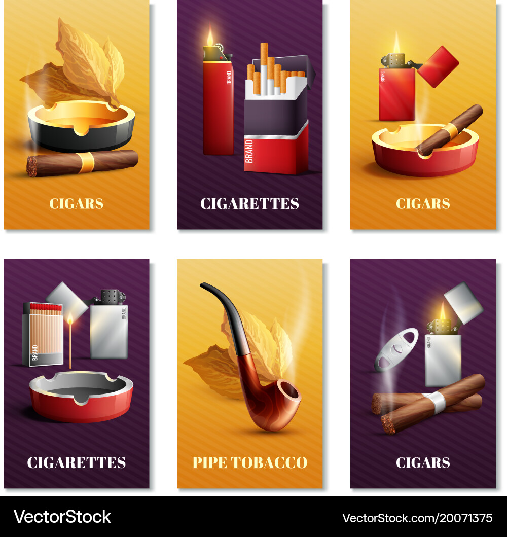 Tobacco products cards set Royalty Free Vector Image