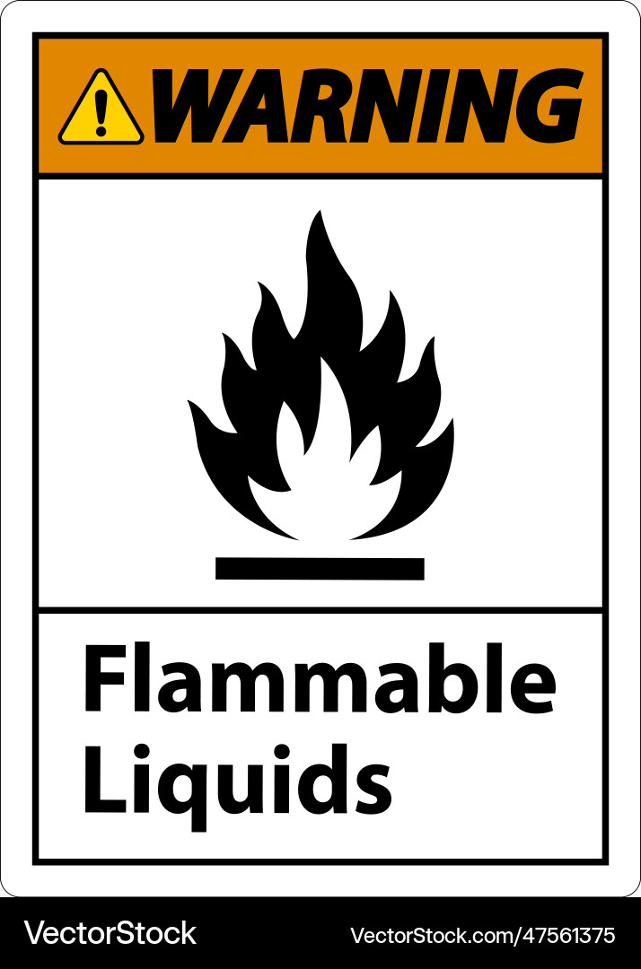 Warning flammable liquids sign on white background