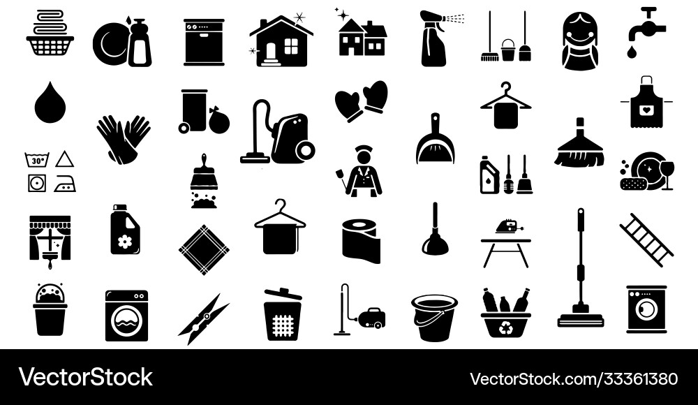 Cleaning icon set washing machine symbols Vector Image