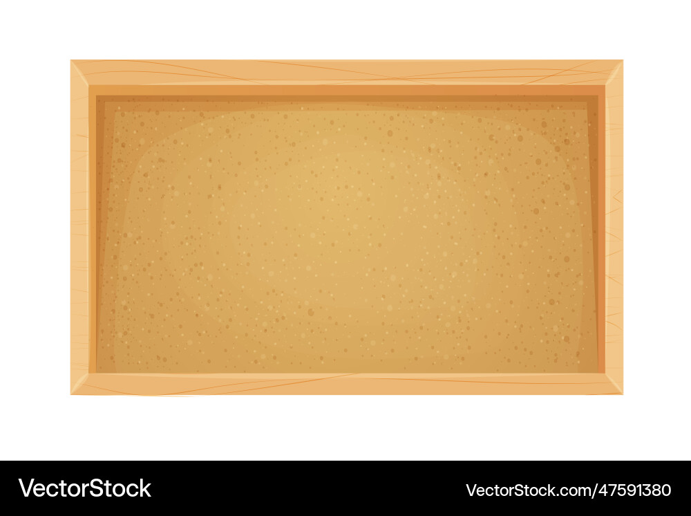 Cork board in wooden frame empty cartoon style Vector Image