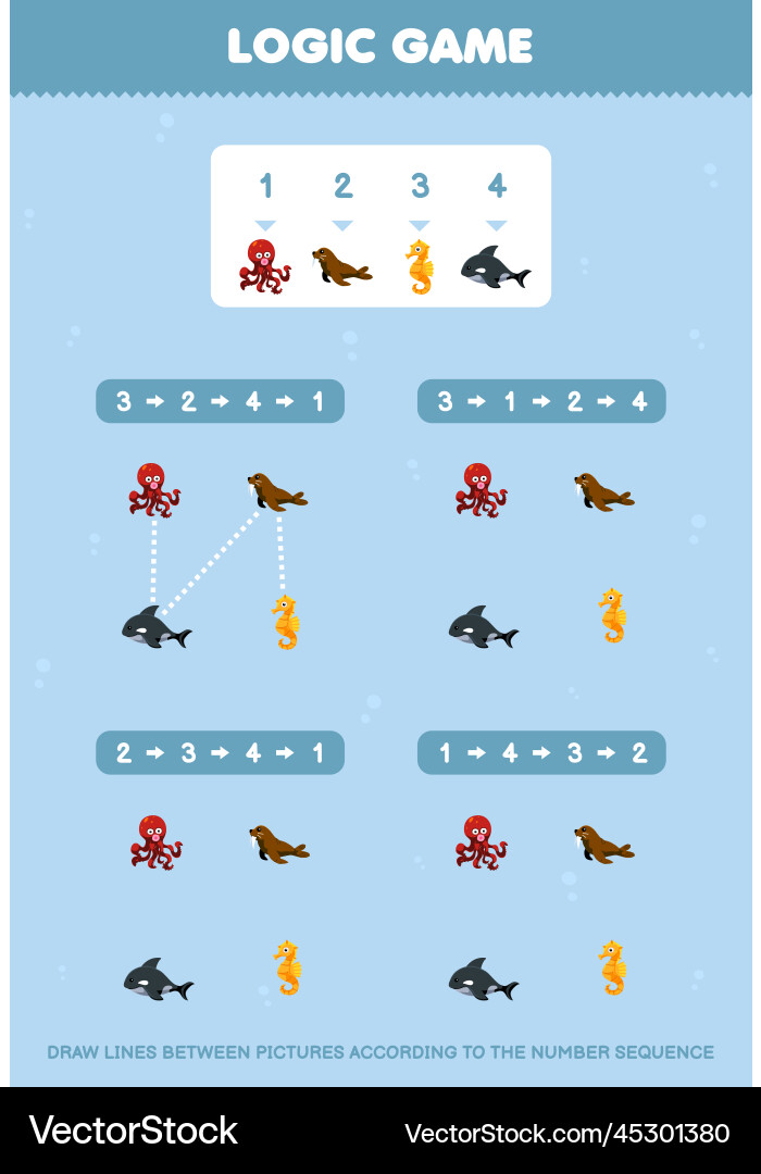 Education game for children draw lines according Vector Image
