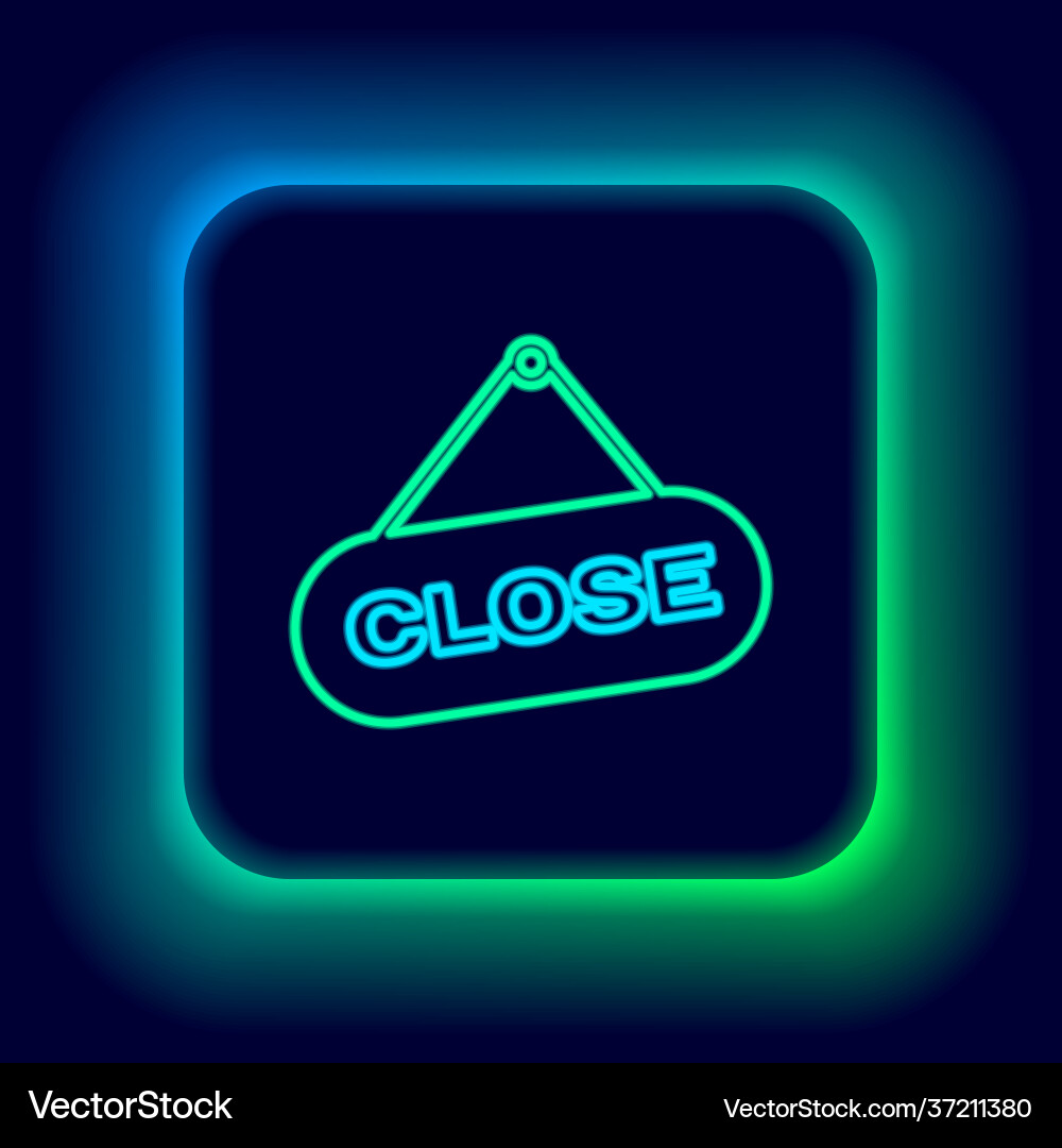 Glowing neon line hanging sign with text close Vector Image