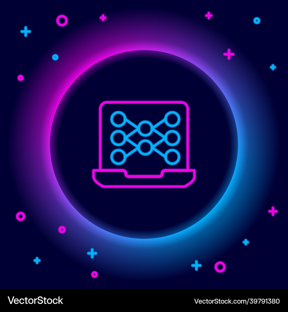 Glowing neon line neural network icon isolated Vector Image