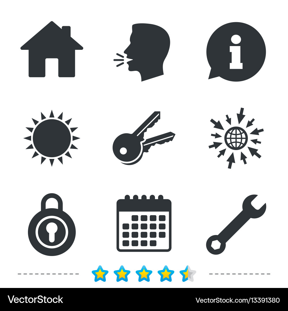 Home key icon wrench service tool symbol Vector Image