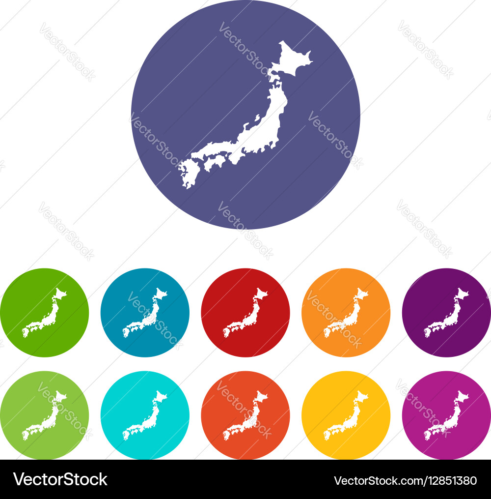 Map of japan set icons Royalty Free Vector Image
