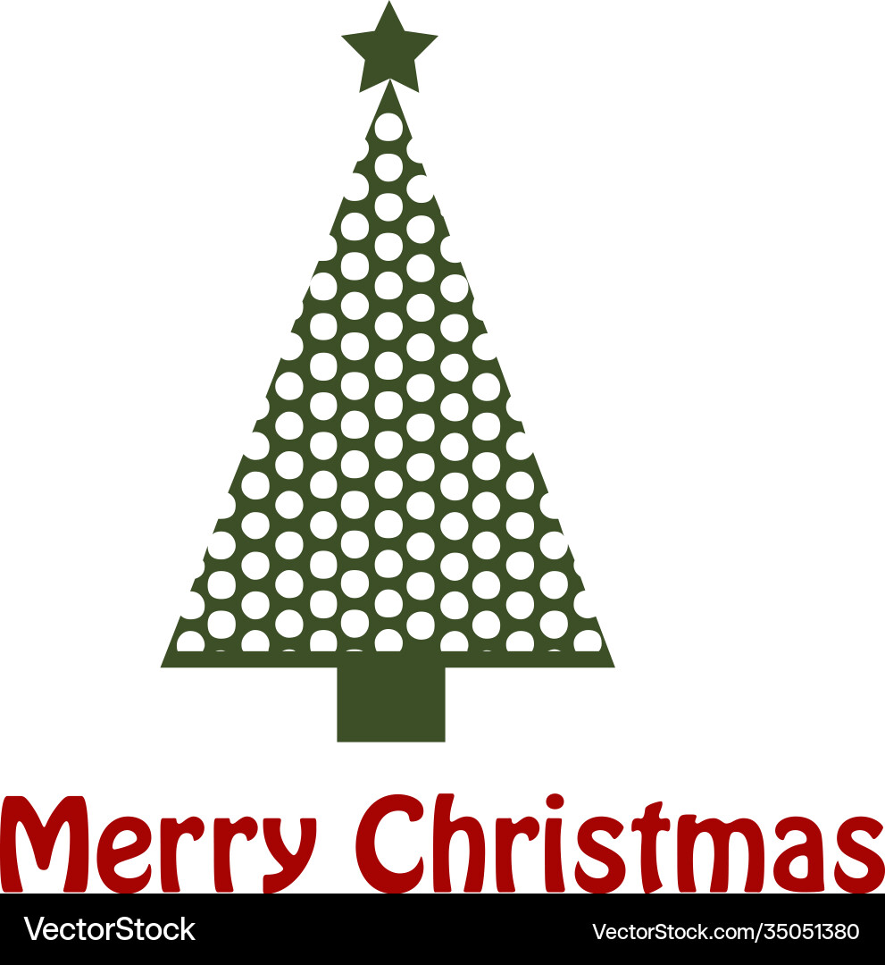 Merry christmas text design with christmas tree Vector Image