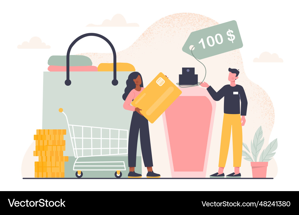 People with price tags concept Royalty Free Vector Image