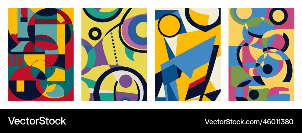 Set of creative geometric cards abstract geometry Vector Image