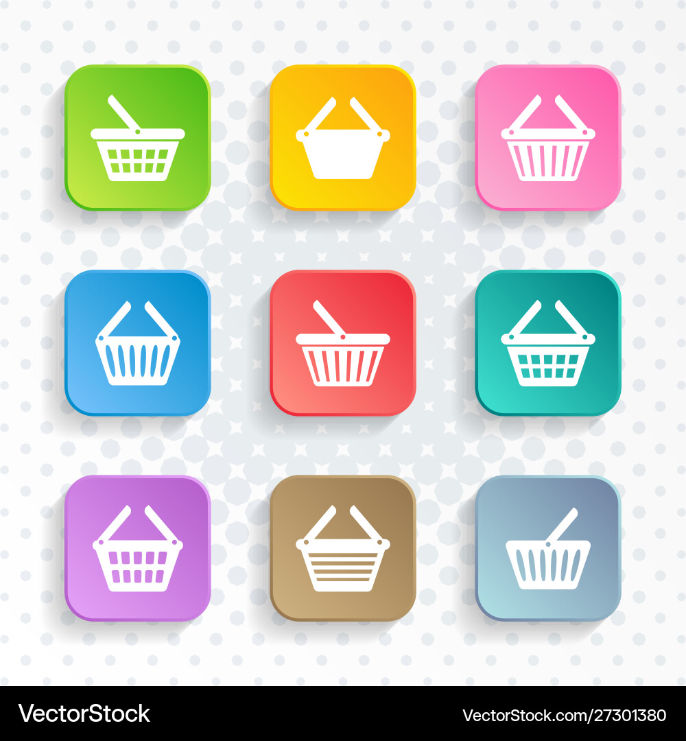 Simple shopping basket icons rounded square design