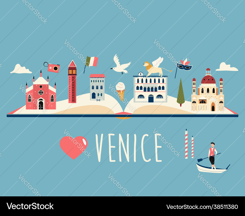 Tourist poster with famous destinations Royalty Free Vector
