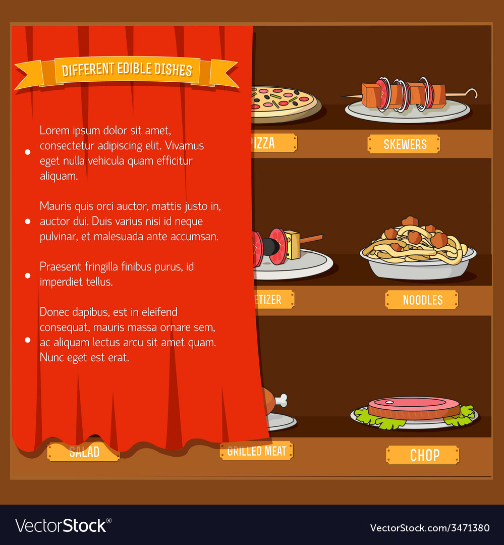 Various dishes background concept design Vector Image