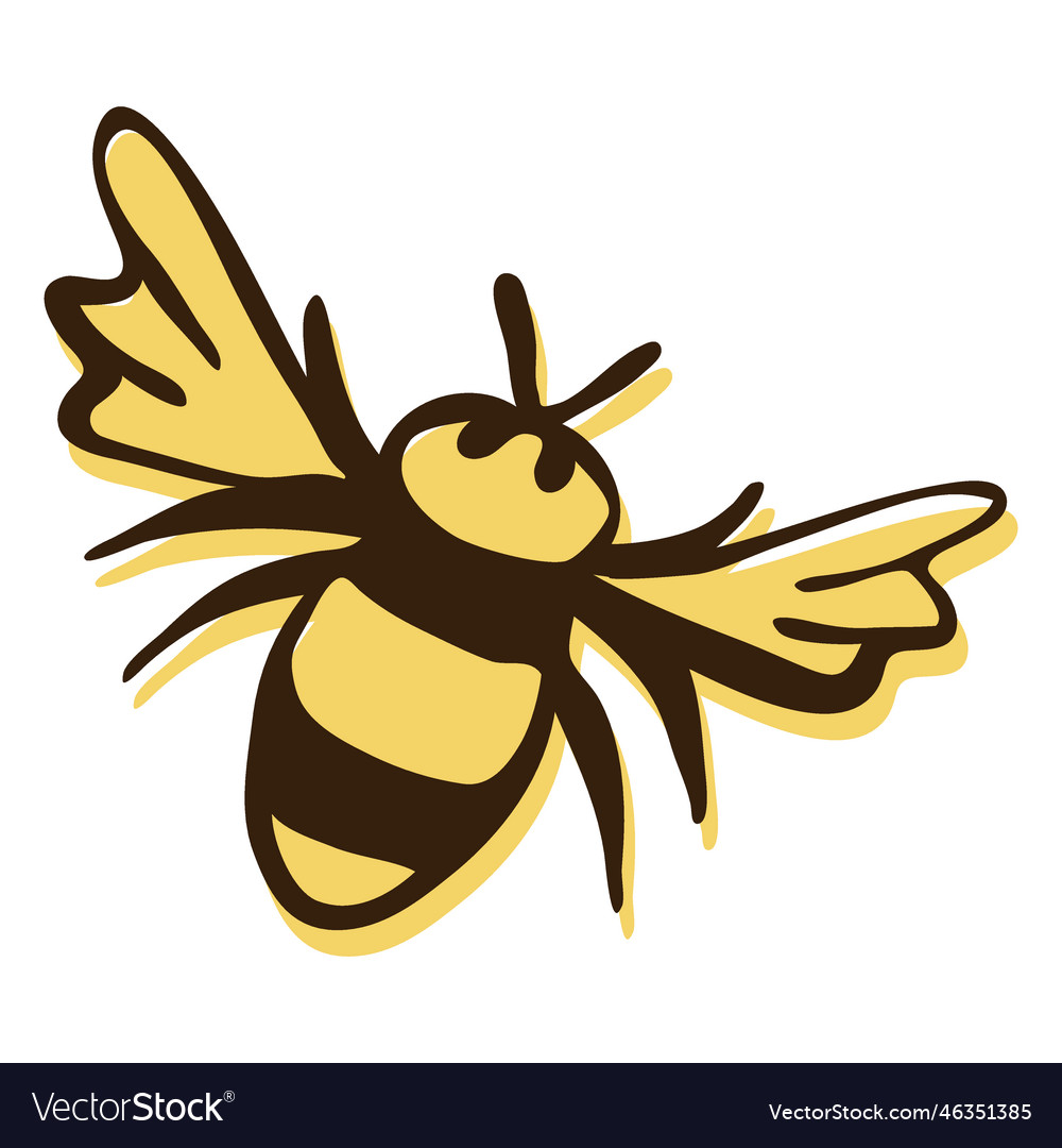 Bee flying hand drawn Royalty Free Vector Image