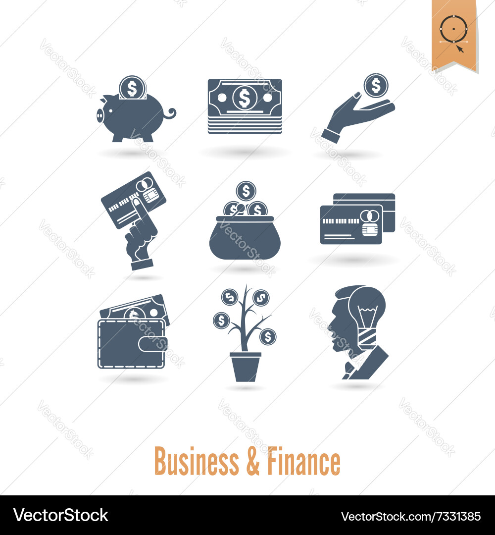 Business and finance icon set Royalty Free Vector Image