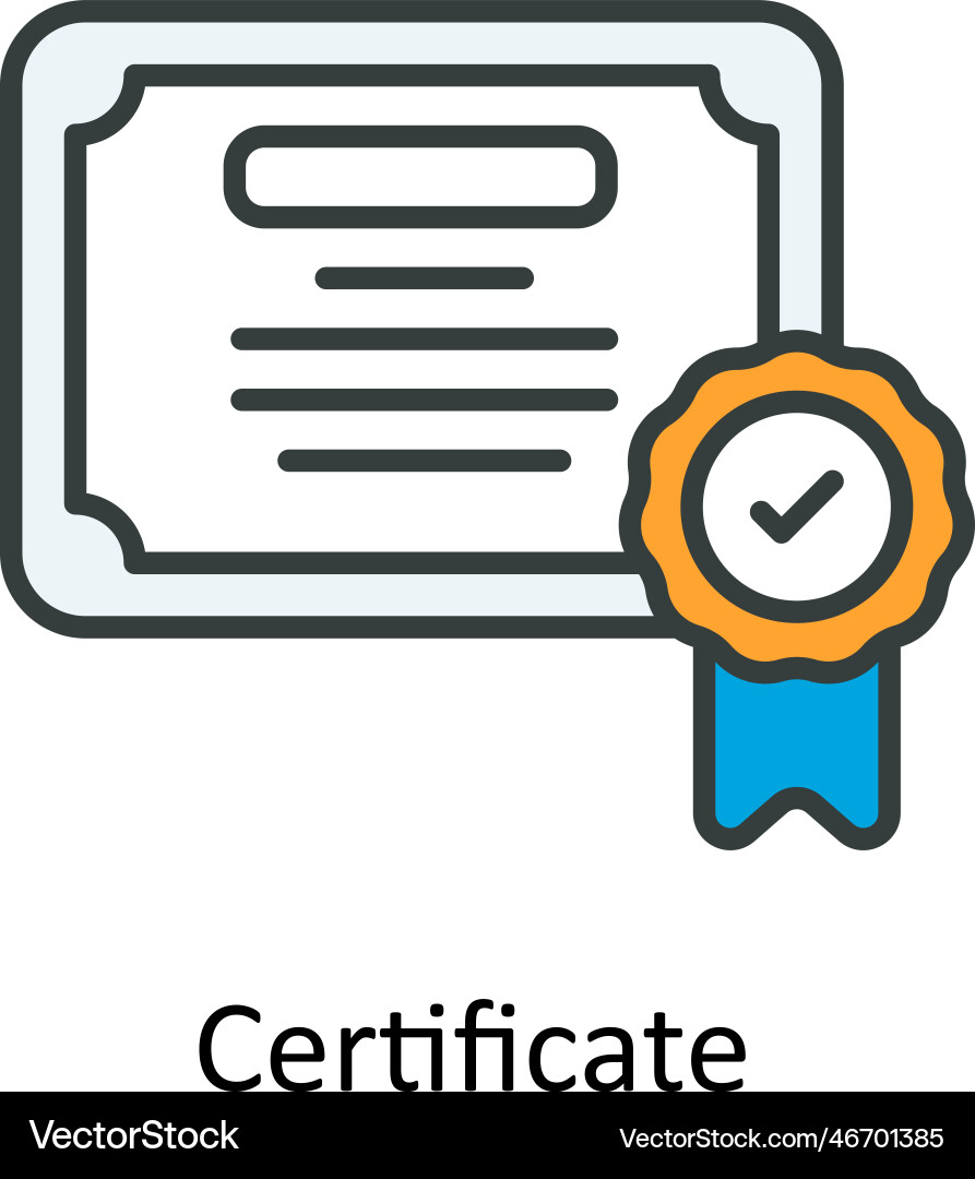 Certificate fill outline icons simple sto Vector Image