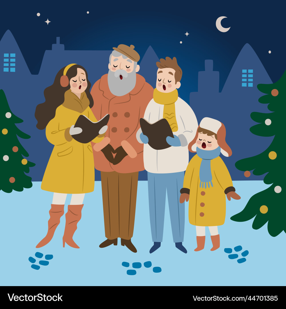 Choir people singing christmas carol design Vector Image