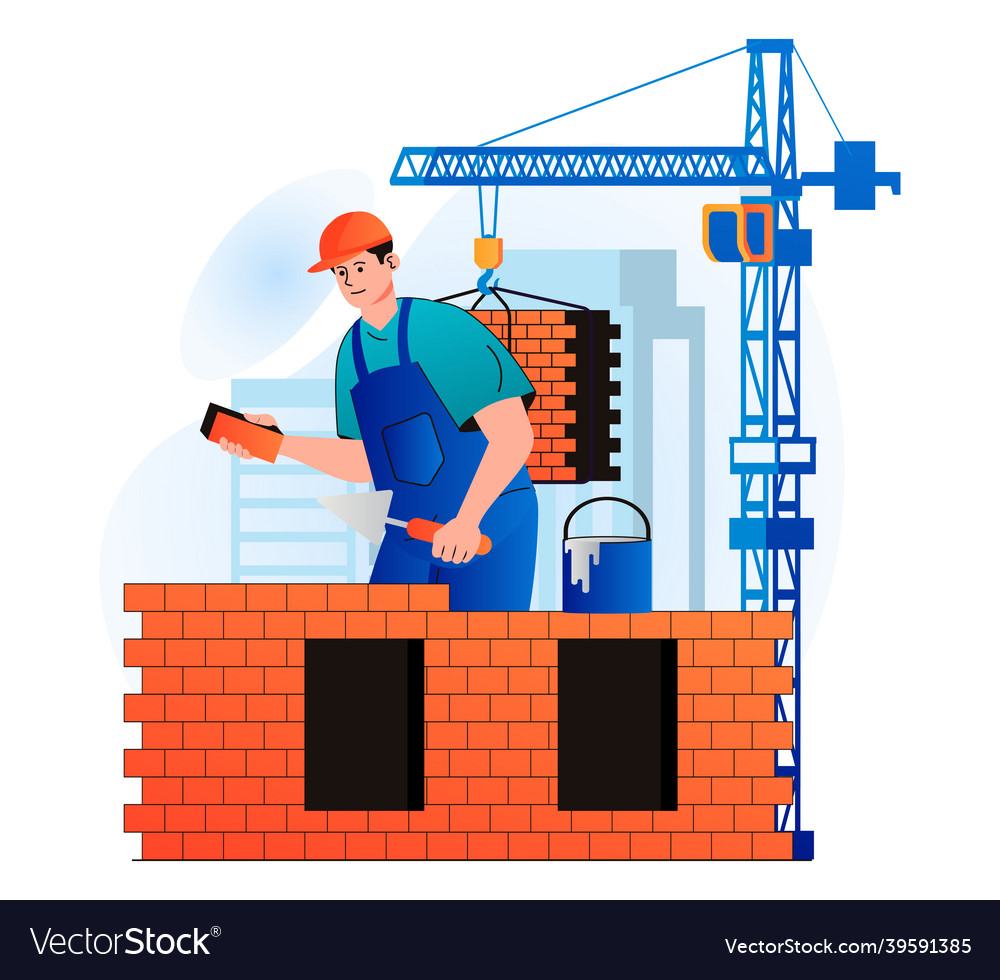 Construction engineer concept in modern flat Vector Image