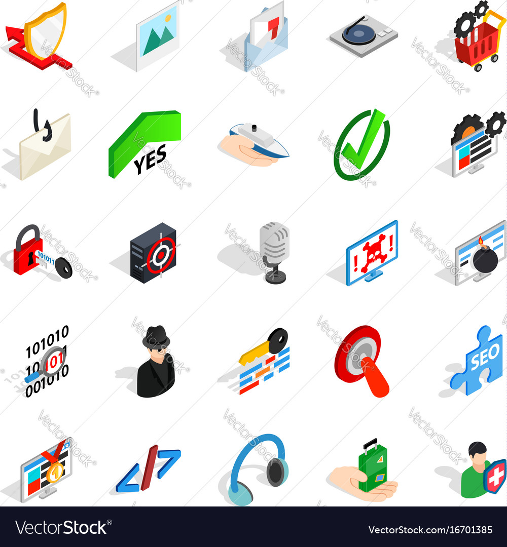 Data theft icons set isometric style Royalty Free Vector Data theft icons set isometric style Royalty Free Vector