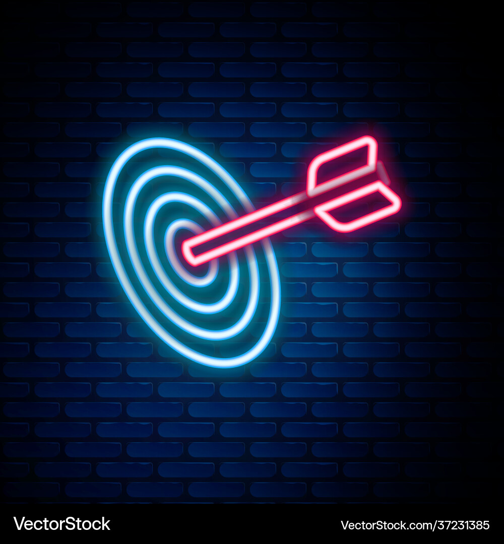 Glowing neon line target financial goal concept Vector Image
