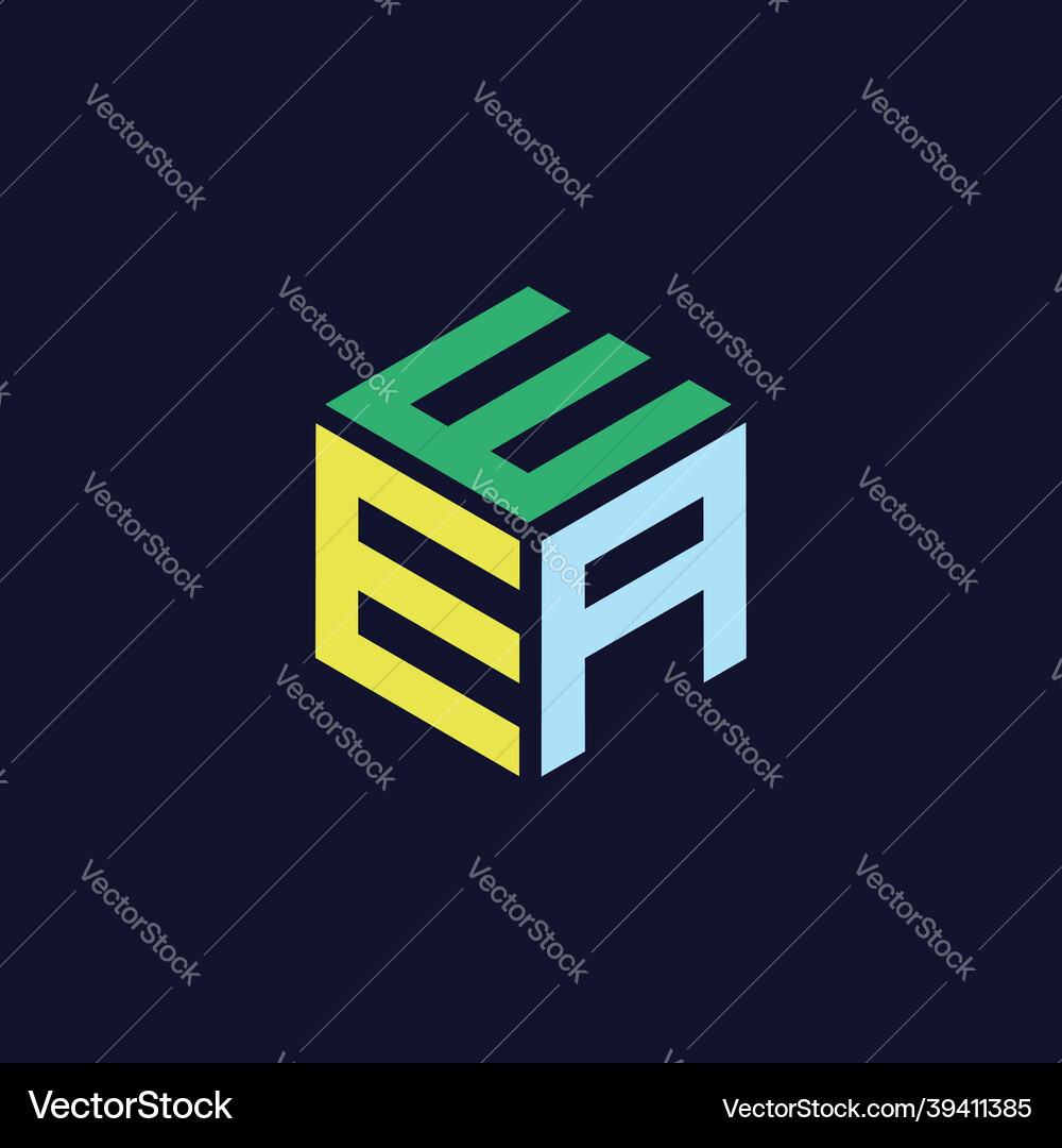 Initials of the letter eea hexagon shape Vector Image