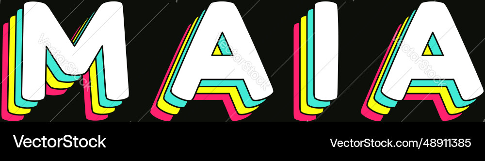 Maia - retro rainbow typography faded style Vector Image