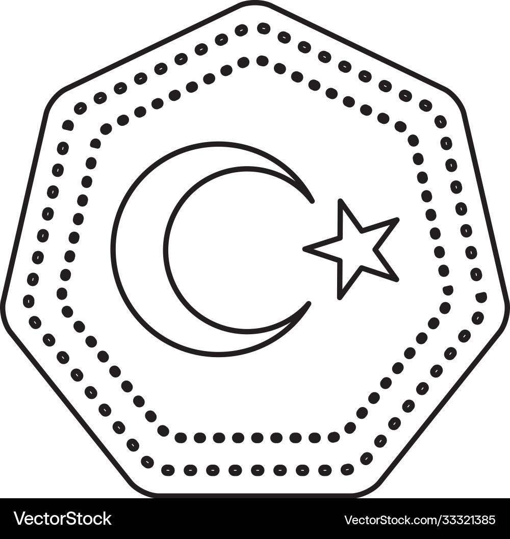 Octagon with turkey flag design line style Vector Image