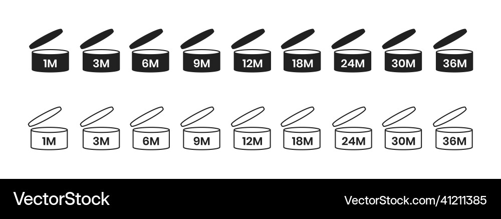 Period after open icon sign set flat style Vector Image