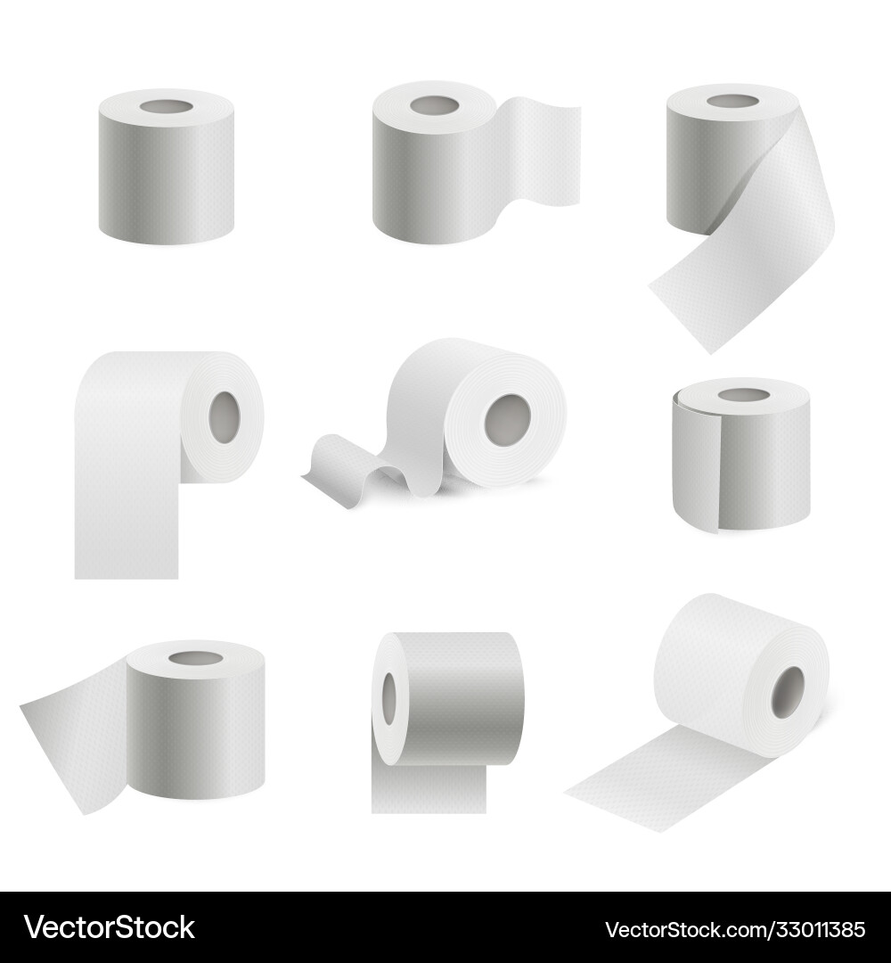 Realistic toilet paper roll set isolated on white Vector Image