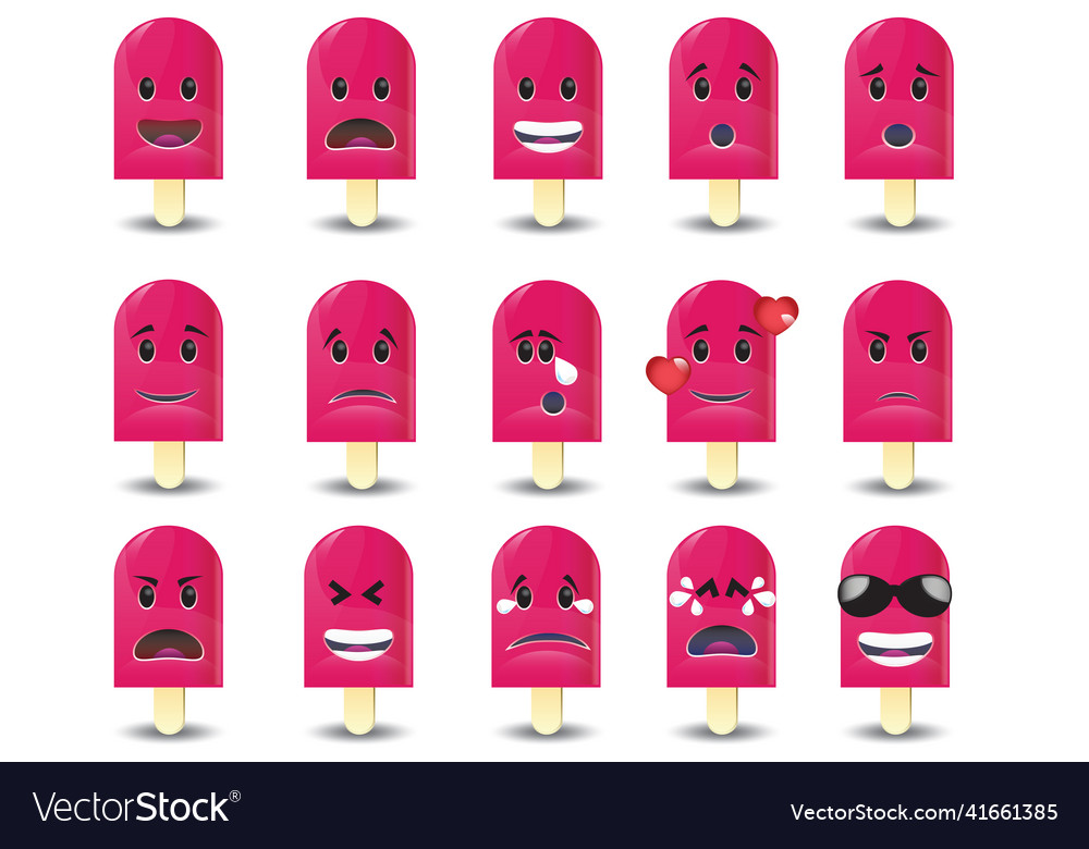 Set of popsicles icons different emotions Vector Image