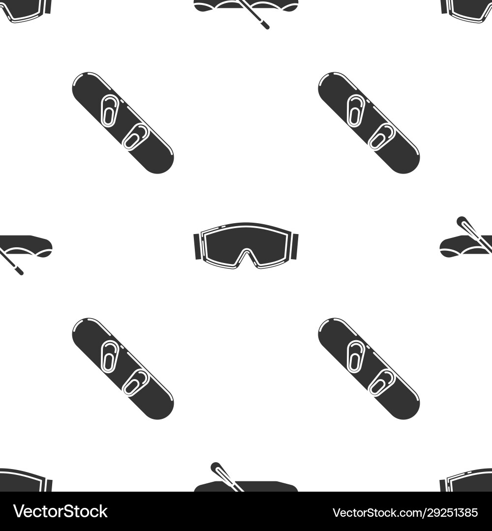 Set rafting boat ski goggles and snowboard Vector Image