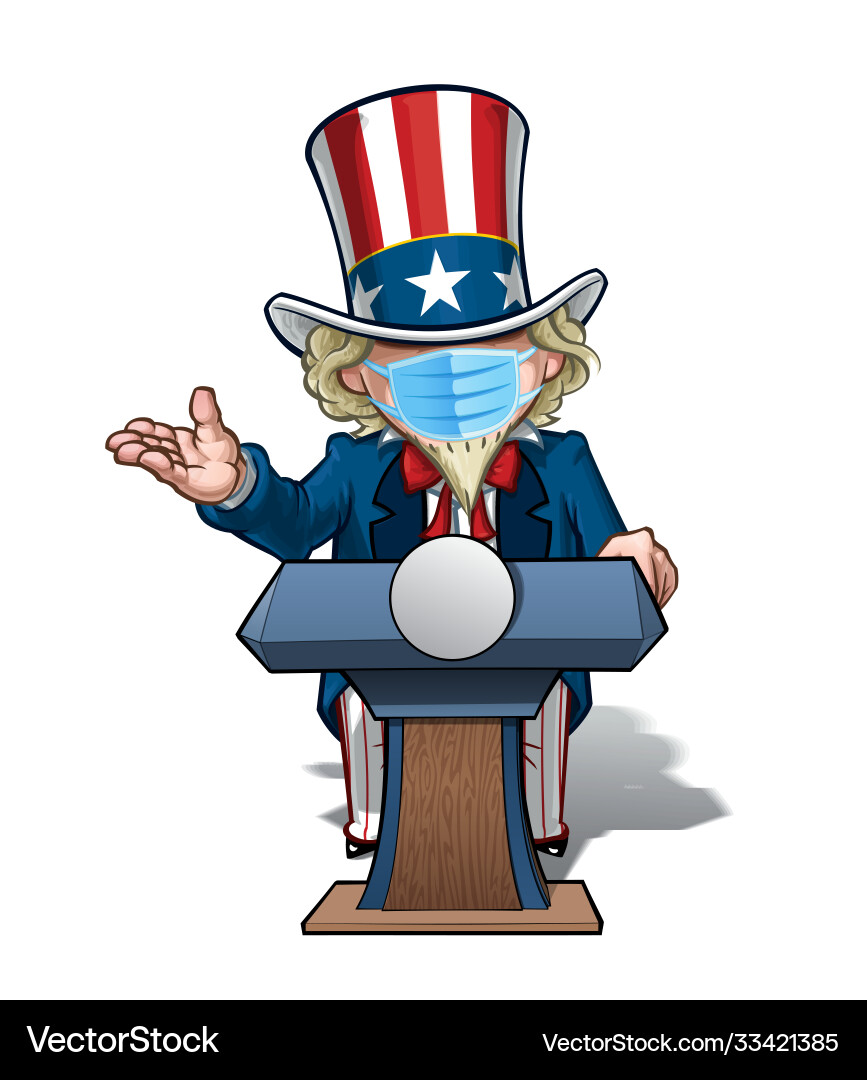 Uncle sam presidential podium open - surgical mask