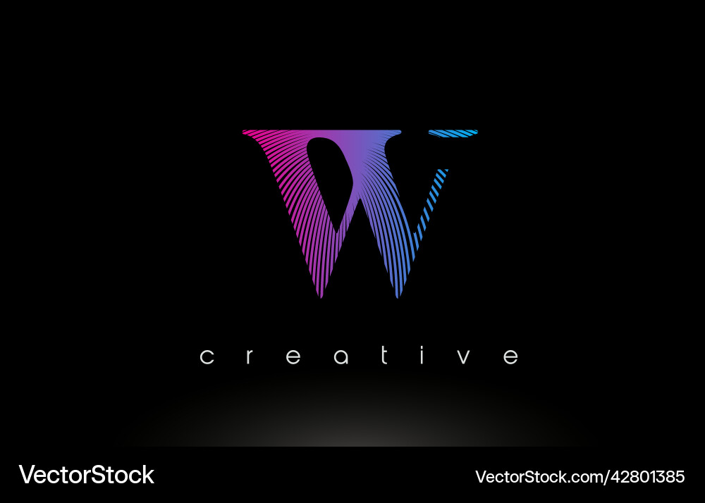 W logo design with multiple lines and purple blue Vector Image