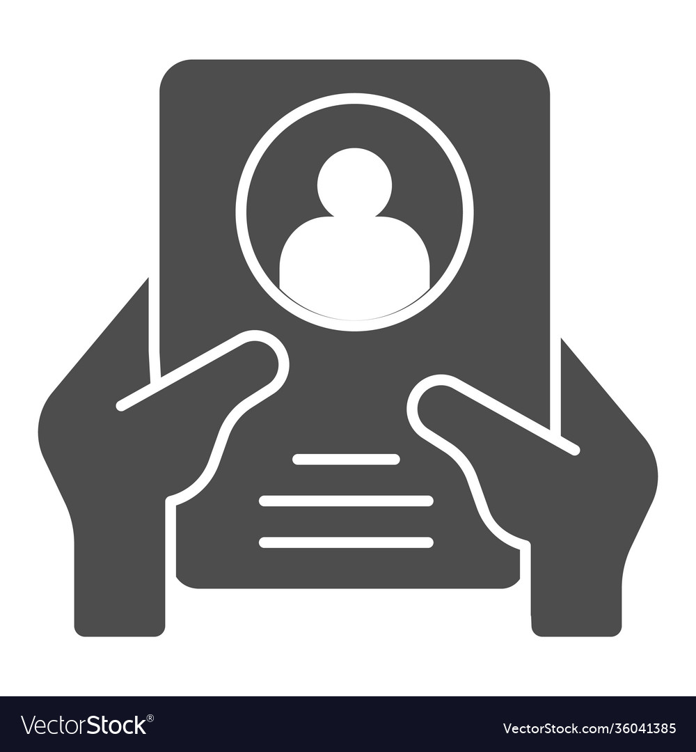 Worker questionnaire in hands solid icon labour Vector Image