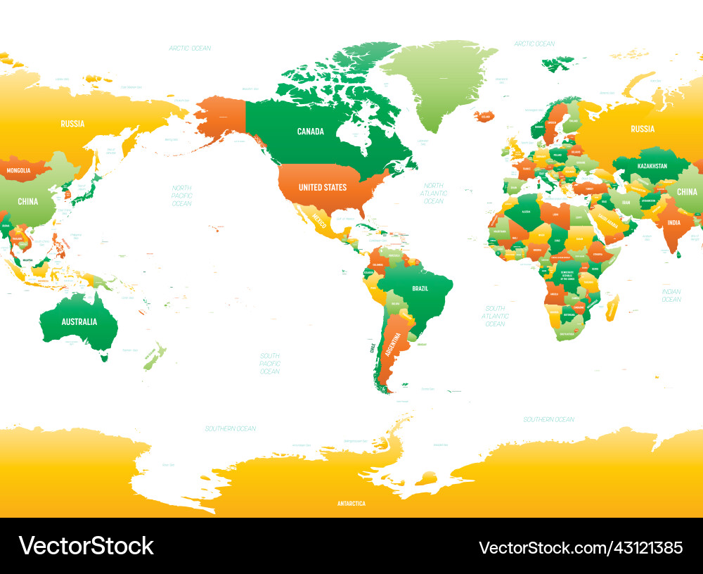 World detailed political map with lables Vector Image