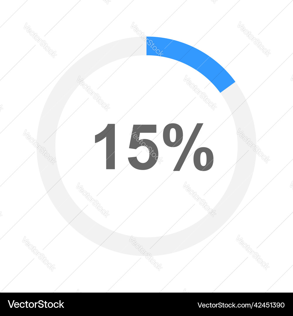 15 percent filled round battery charging Vector Image