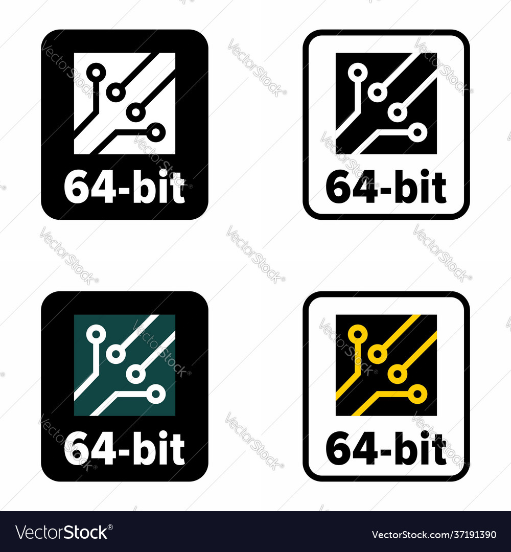 64-bit computer architecture data units Royalty Free Vector