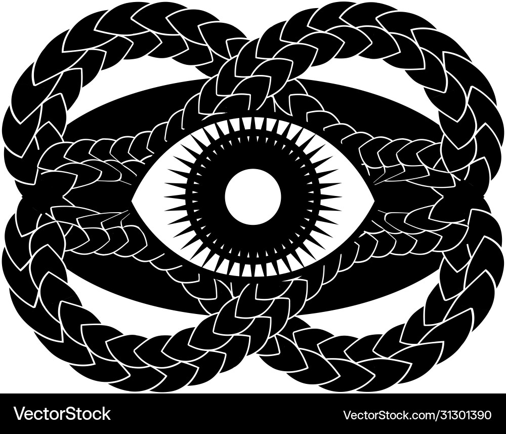 Abstract gothic with eye framed entwined snake Vector Image