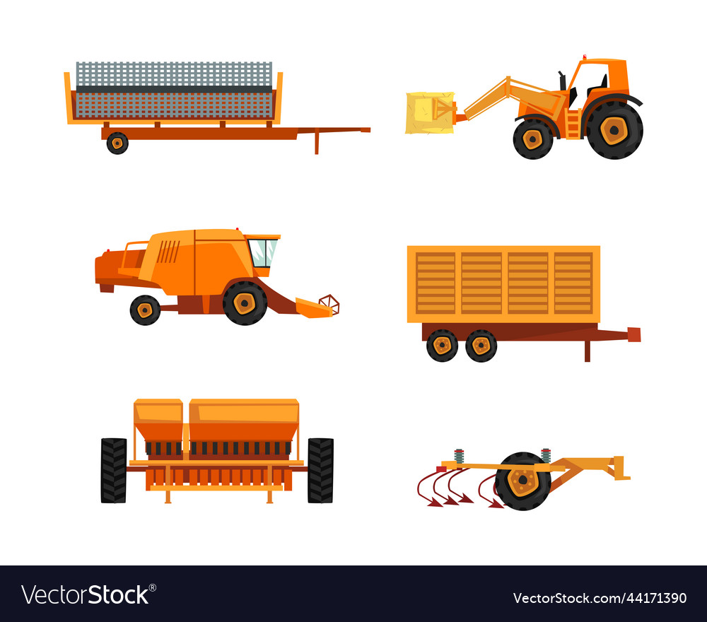 Agricultural machinery set farmer Royalty Free Vector Image Agricultural machinery set farmer Royalty Free Vector Image