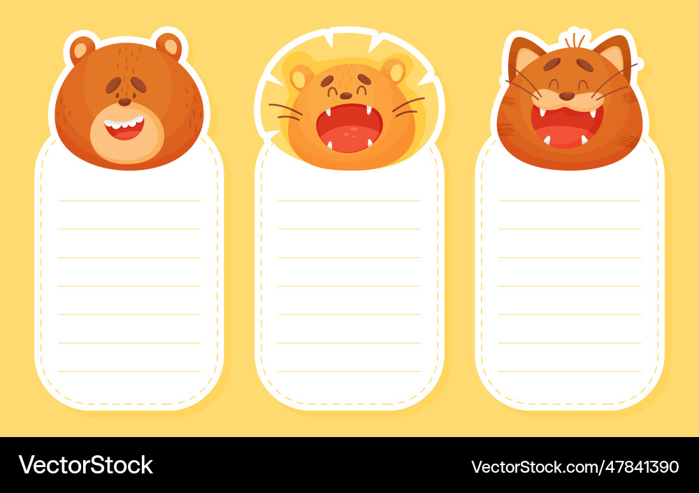 Animal head paper note card or reminder page Vector Image